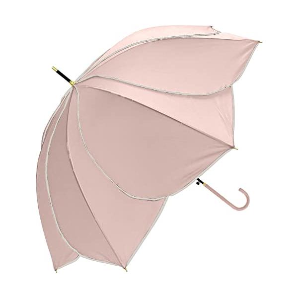 花びらの形の傘です。カジュアルにもフェミニンな雰囲気にも合うオシャレな雨傘です。親骨は風に強くしなやかで折れにくいグラスファイバー骨仕様です。親骨サイズ：60cm素材：生地/ポリエステル 手元/合皮生産国：中国