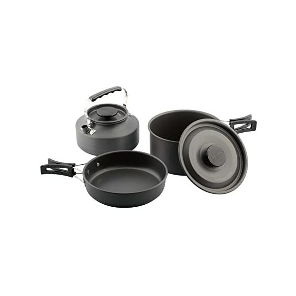 製品サイズ:(約)17cm鍋/外径:170×高さ90mm(本体のみ)、17cm鍋蓋/外径:173×高さ20mm、18cmフライパン/外径:180×高さ40mm(本体のみ)、ケトル/外径:150×高さ79mm(本体のみ)、収納サイズ:(約)外...