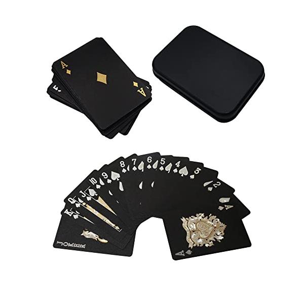 セット内容：54枚　ケース付き材質 ：プラスチック、 防水設計トランプの銀と金の文字は、特別な技術を採用して印刷されるため、高級感と光沢感があたうえ、はっきりと見やすくで、色褪せるなどの問題を心配する必要なく、ゲームを楽しめます！