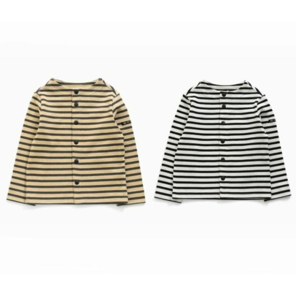 ボトルネックボーダースナップカーディガン定価：2860円(税込)ブランド：F.O.U【エフオーユー】サイズ：100/110/120/130/140/150/160センチ綿１００％12時までにご注文頂けますと当日出荷できます。定休日除きます。