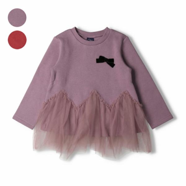 チュール付き裏起毛トレーナー定価：2200円(税込)ブランド： crescent 【クレセント】サイズ：80/90/100/110/120/130センチ本体：綿60%ポリエステル40%　リブ部分：綿60%ポリエステル35%ポリウレタン5%チ...