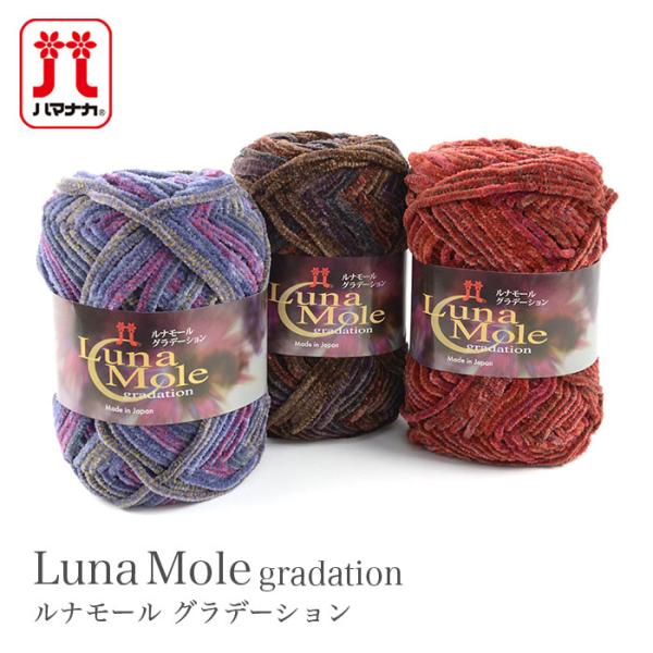 Hamanaka(ハマナカ)LUNA MOLE GRADATION(ルナモールグラデーション)花糸に4色のグラデーションを施したモールヤーン。光沢感としっとりした肌触りが特徴で、ウェアにはもちろん雑貨小物からマフラー、スヌードにも最適です。...