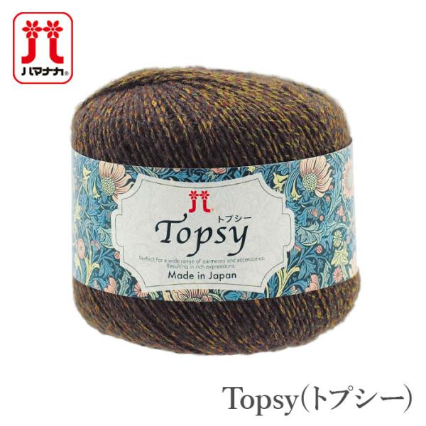 Hamanaka(ハマナカ)Topsy(トプシー)軽さと色目が特徴の並太グラデーションヤーン。単色のリリヤーン糸とタム糸をを引きそろえた芯糸を、2種のかすり染めの糸でカバーリング。ウィリアム・モリスのテキスタイルをイメージした8色展開。※ト...