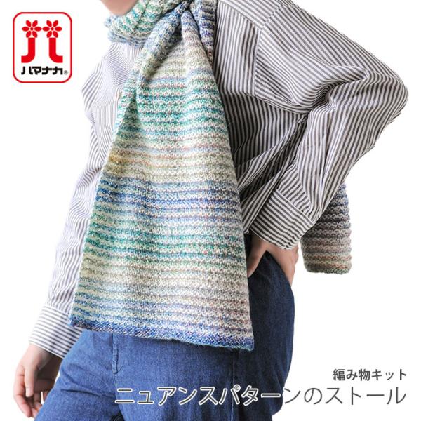 Hamanaka(ハマナカ)ニュアンスパターンのストールキット異素材ミックスで楽しいカラーリングの、ディーナとアメリーを組み合わせたニュアンスパターンのストール。秋冬の防寒対策に大活躍の1枚です。デザイン：岸睦子【キット内容】・ハマナカ ア...