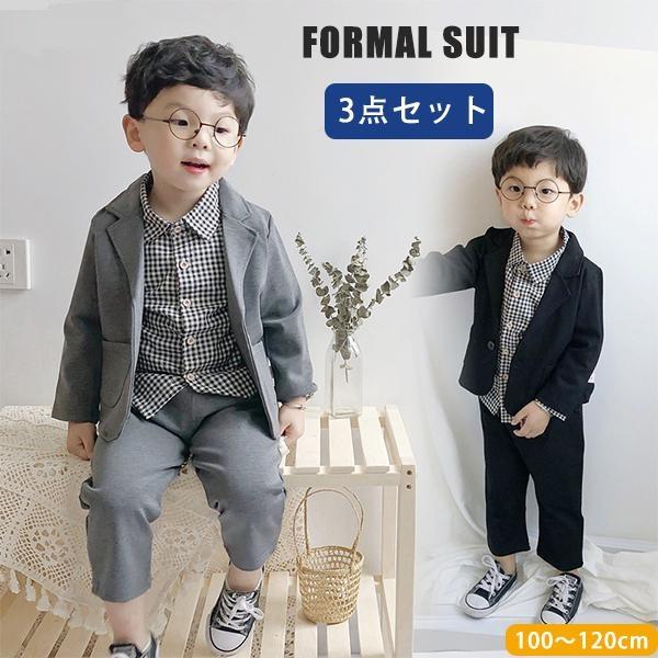 商品詳細【カラー】：グレー/ブラック【サイズ】：80/90/100/110/120ご購入の際に必ず詳細表をご参考ください。◆素材◆綿95%　スパンデックス5%◎セット内容：(1)ジャケット×1(3)シャツ×1(4)パンツ ×1商品特徴：○フ...