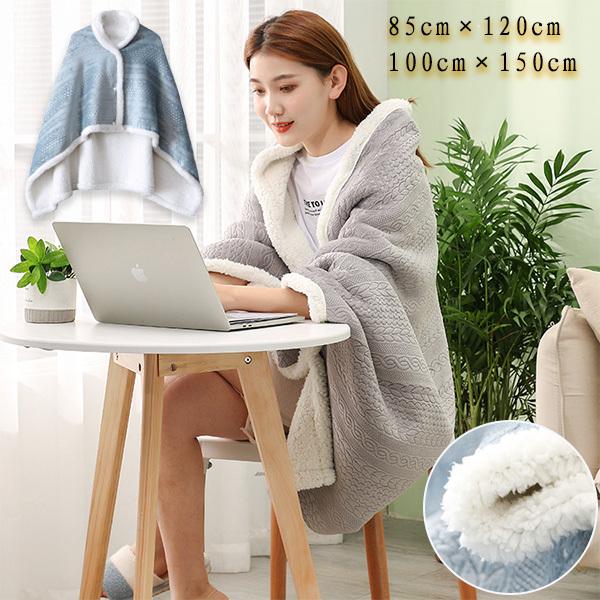 素材：フランネル■おしゃれなひざかけ:ふわふわ生地のあったかいひざ掛けは、オフィスやテレワークの冷え対策にぴったりです。なめらかな肌触りのブランケットは、80x120cmと100x120cm2サイズ選べる。スナップボタン付きでケープのように...
