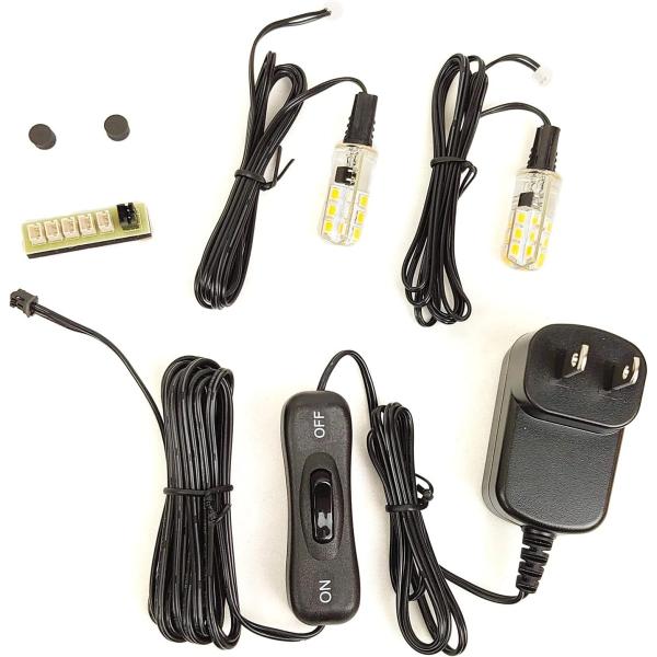 【LEDセット】・セット内容：ACアダプター（中間スイッチ付き）×１、　　　　　　　LED発光本体付きコード×２（コード長：約100cm）、　　　　　　　ストッパースポンジ×２、コネクター基板×１・【オリジナル取付説明書付】なので取り付けも...