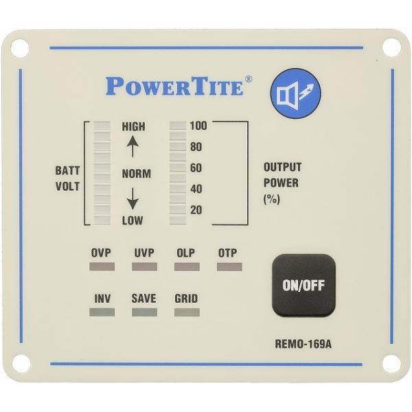 正弦波インバーター用リモコン（警報出力あり）　外部制御で、インバーターをON/OFFさせることが可能になります。入力電圧表示、出力電力表示、過電圧警報ランプ、低電圧警報ランプ、過温度警報ランプ、過負荷警報ランプ節電モードなど表示可能。