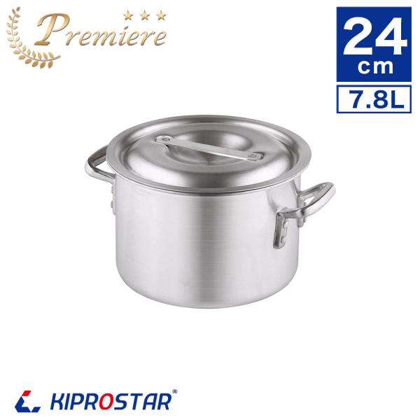 【商品名】業務用アルミ半寸胴鍋(蓋付)【寸法】内寸Ф240×高さ170(mm)【厚み】3.0mm【材質】アルミニウム合金【容量】約7.8L(満水時)【重さ】約1.9kg【メーカー】KIPROSTAR(キプロスター)※I Hでは使用できません。