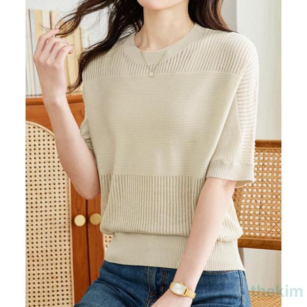 素材：ポリエステル75％+綿25％カラー：ブラック/ベージュ/ピンク/ミントサイズ：ワンサイズ着丈:約56cm ゆき:約44cm 身幅:約50cm 胸囲:約100-140cm裏地：なし伸縮性：あり透け感：あり※透け感がございますので、インナ...