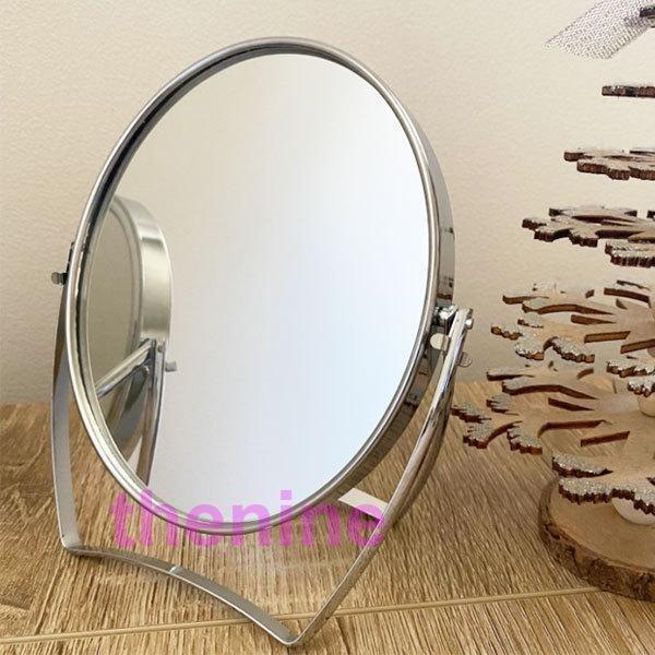 卓上ミラー　メイクミラーシンプルなデザインがおしゃれな卓上ミラーです。毎日のメイクや化粧の際にあなたの顔を明るくはっきりと映し出してくれます。 鏡が360度回転できて機能的：このメイクミラーは鏡の部分が360度回転し・メイクに合わせて角度調...
