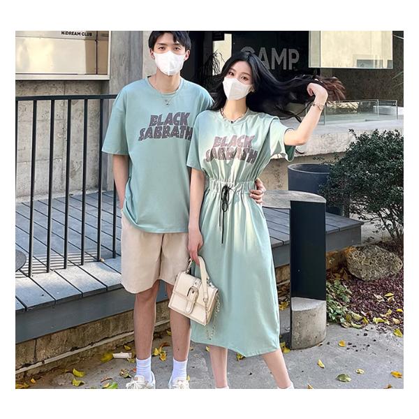 ◆【商品コード】：3052613-2104070011◆製品の説明ペアルック ペアＴシャツ カップルお揃い 半袖　 スウェット ジャージ レディースワンピース　メンズｔシャツ スウェット おしゃれ　恋人 夫婦 夏素材： コットン カラー：画...