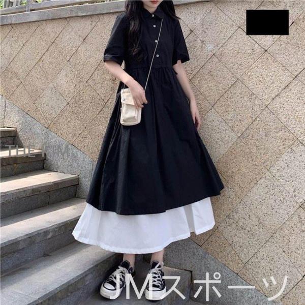 ワンピース レディース  原宿系 半袖 夏 シャツワンピ 韓国 ファッション パンク 6837