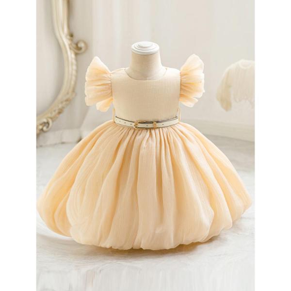 商品詳細素材：ポリエステル 綿サイズ ：70/80/90/100/110cm生産国：中国※セット内容 ：ドレス※裏地：あり※背中側にファスナー付きフォーマルな雰囲気たっぷりで結婚式などのお呼ばれや、特別なお出かけに着せてあげたい1着です。※...