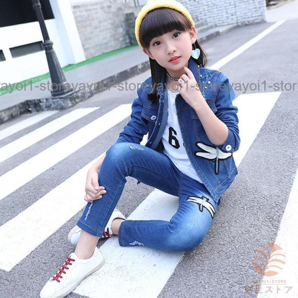 商品規格【品名】：子供セットアップ【素材】: デニム【スタイル】：ファッション カジュアル【カラー】：ネービー【サイズ】：110  120  130  140  150  160【季節】：春 秋【内容物】: 2点セット（上着 ズボン） キッ...