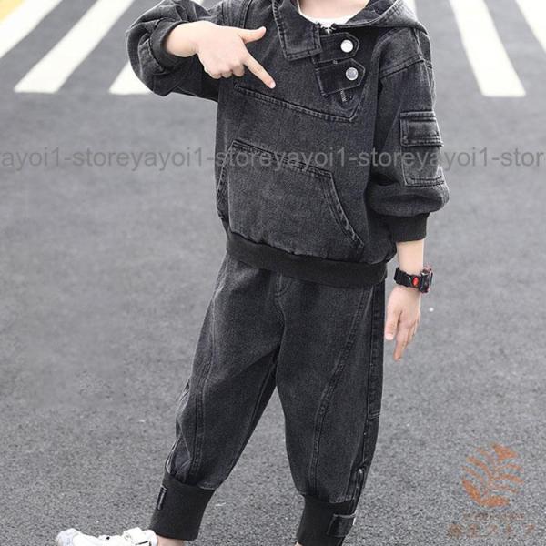 ■ 品名：キッズ洋服セット■ 素材：デニム■ カラー：全1色■ サイズ：110-160キッズ上下セット 女の子 男の子 2点セット 3点セット パーカー パンツ セットアップ  カジュアル スポーツウェア アウトドア 部屋着 ジャージ おし...