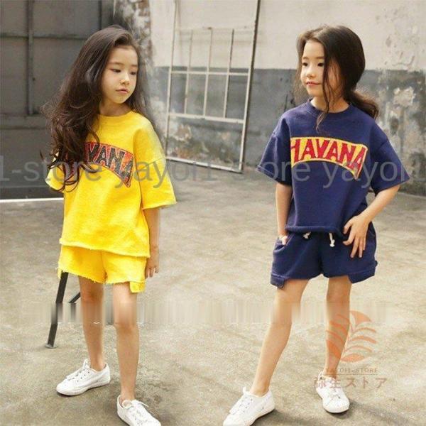 キッズ セットアップ 女の子 韓国こども服 親子ペア ペアルック カジュアルセットアップ 夏 アウター 半袖 ショットパンツ ズボン 上下 ガールズ 上着 韓国風 韓国ファション オシャレ 運動会 親子服 親子お揃い-girl206サイズ：...