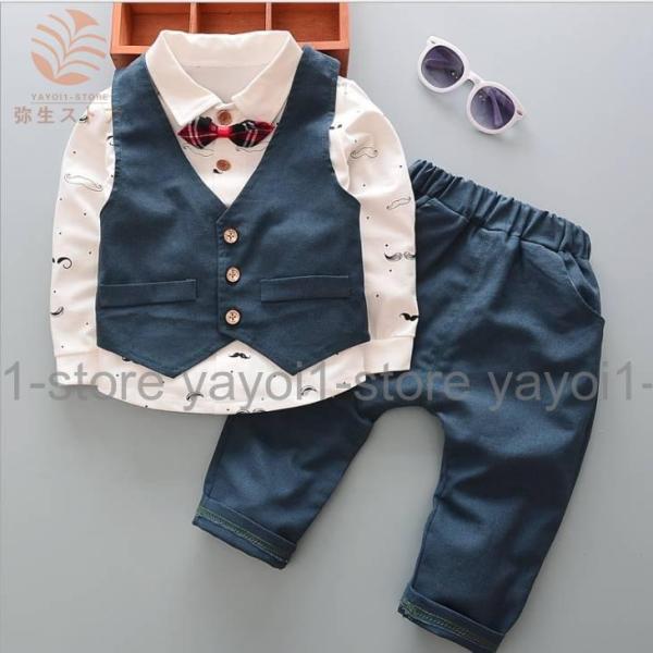 キッズセットアップ ベビーセットアップ 蝶ネクタイ タキシード フォーマル ベビー ベビー服 赤ちゃん 子供服 子ども 男児 男の子 ボーイズ ベビーファッショ…カラー ブルー レッドサイズ 80cm 90cm 100cm 110cm 120cm