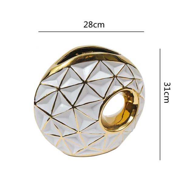 種類: G素材: 陶磁器・磁器 / 仕上げ: 金メッキ / 形状: 円形 / スタイル: モダン / 用途: 卓上花瓶・装飾 / サイズ: M / 関連語: 陶器 セラミック オブジェ 飾り物