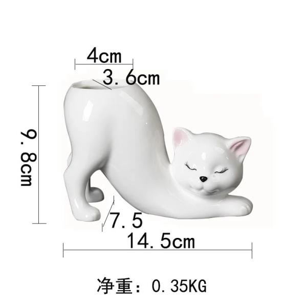 種類: A素材: 陶磁器（磁器） / 仕上げ: 釉薬 / スタイル: カートゥーン風 / 用途: 多肉植物・観葉植物の鉢植え、花器 / 設置場所: 卓上 / セット内容: 単品 / 関連語: セラミック ネコ キャット