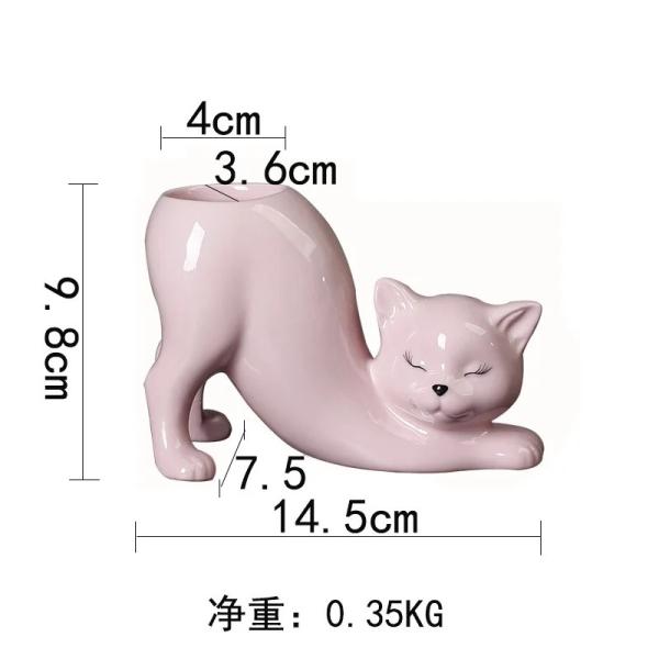 種類: B素材: 陶磁器（磁器） / 仕上げ: 釉薬 / スタイル: カートゥーン風 / 用途: 多肉植物・観葉植物の鉢植え、花器 / 設置場所: 卓上 / セット内容: 単品 / 関連語: セラミック ネコ キャット