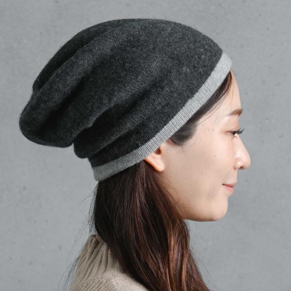 カシミヤ100%帽子Aタイプ　メンズ　リバーシブル　Made in Mongolia