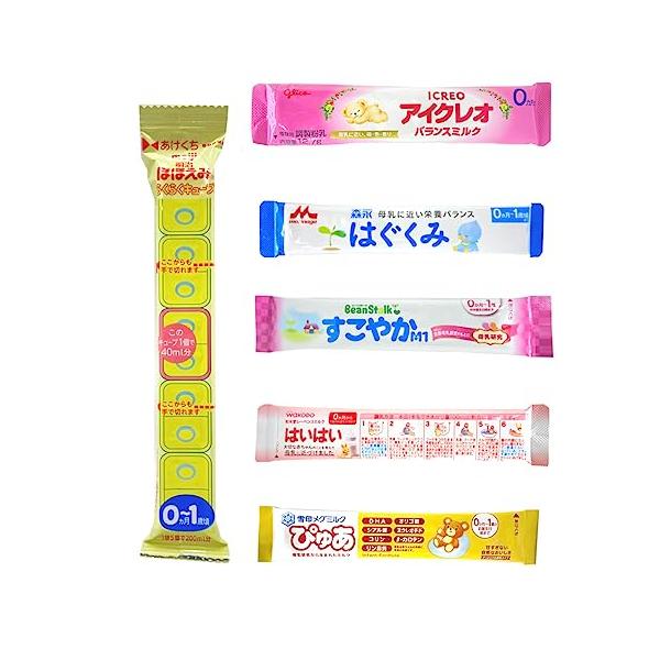 【粉ミルクスティックタイプお試し】アソート詰め合わせセット人気の粉ミルク6種類(ほほえみ らくらくキューブ / アイクレオ / すこやか/はいはい / はぐくみ / ぴゅあ )スティックタイプを同梱しました。【利用シーン】・赤ちゃんがどのミ...