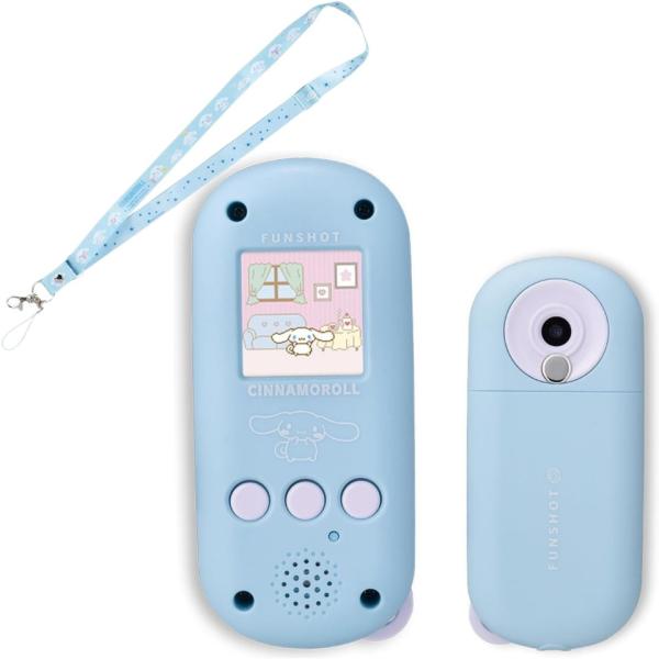 サンリオ製　シナモストラップ付きダイレクトシャッターで”3秒”で起動! 撮りたい「今」を切りとる、毎日のためのデジタルトイカメラ!カメラ本体はシナモロールのプリントとイメージカラーでデザイン。サンリオキャラクターズのオリジナルフレーム・スタ...