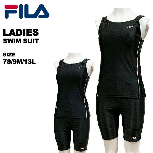 [素材]ポリエステル85％ポリウレタン15％[サイズ]バスト/ヒップ【7S】80/82-90【9M】83/87-95【11L】86/92-100[特徴]FILAフィットネス水着・ウェア　2点セット。（トップス・ハーフパンツ）吸水・速乾性に優...