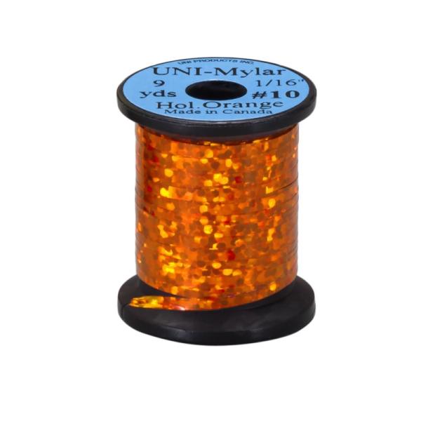 ホロ効果を狙うならこのマイラーで張りのある丈夫なティンセルでストリーマーやウェットのボディはもとより、ウェットのタグ、管釣りフライのアンダーボディ、ピューパ、ミッジのボディと様々なパターンに必須のマテリアルです。TIMCO  UNI-MYL...