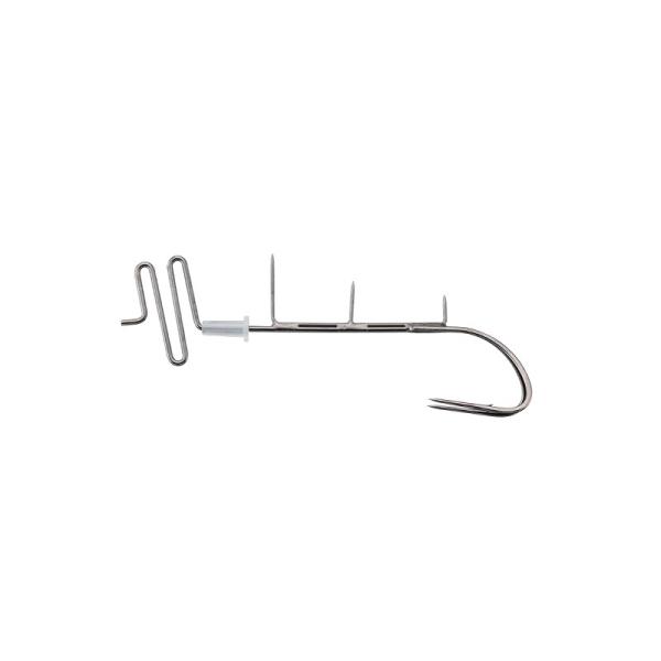 即替システム専用スペアフック。様々な状況に即対応。●即替システム搭載　フックとヘッドを分離でき、組み合わせを自由に交換可能。　狙うタチウオのサイズや活性、使う餌のサイズなどに合わせ、フック形状を選択できます。　また、鈎先がナマったり錆びたり...