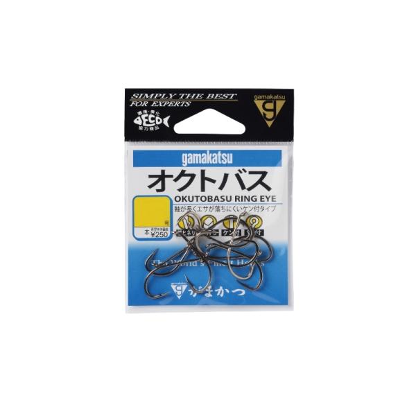 軸が長く、エサが落ちにくい「ケン付」。イガミやイズスミに最適。GAMAKATSUがまかつ　オクトパス●品名コード：12220●号数：6●入数：14