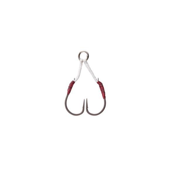 L.S.J.(ライトショアジギング) 専用アシスト。鋭利なスパットテーパーとナノスムースコートにより、ジャレつく魚も速攻フックアップ。魚へのアピール効果を備えた白色アシストライン搭載。GAMAKATSU　がまかつ　アシストフック 陸ジグライ...