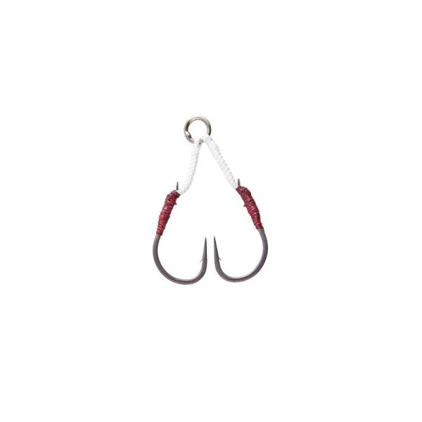 L.S.J.(ライトショアジギング) 専用アシスト。鋭利なスパットテーパーとナノスムースコートにより、ジャレつく魚も速攻フックアップ。魚へのアピール効果を備えた白色アシストライン搭載。GAMAKATSU　がまかつ　アシストフック 陸ジグライ...