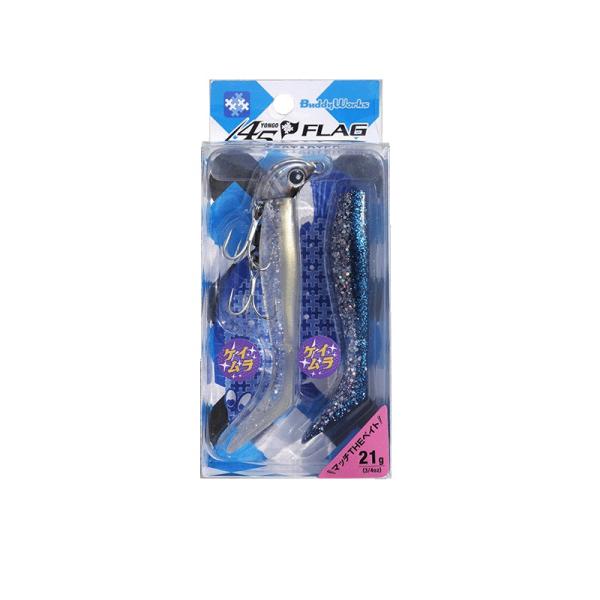 45HEADとFLAG SHADがセットになった、スターターキットリトリーブ時は、フラッグシャッド特有のダイナミックなテールアクションでヒラメを魅了する。また、ストップ＆ゴーやリフト＆フォールの着底時は45度の姿勢をキープし見切られるタイミ...