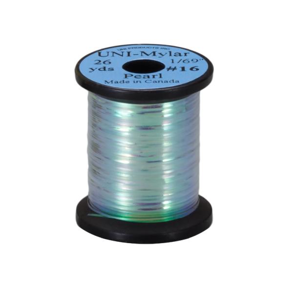 ホロ効果を狙うならこのマイラーで張りのある丈夫なティンセルでストリーマーやウェットのボディはもとより、ウェットのタグ、管釣りフライのアンダーボディ、ピューパ、ミッジのボディと様々なパターンに必須のマテリアルです。TIMCO  UNI-MYL...