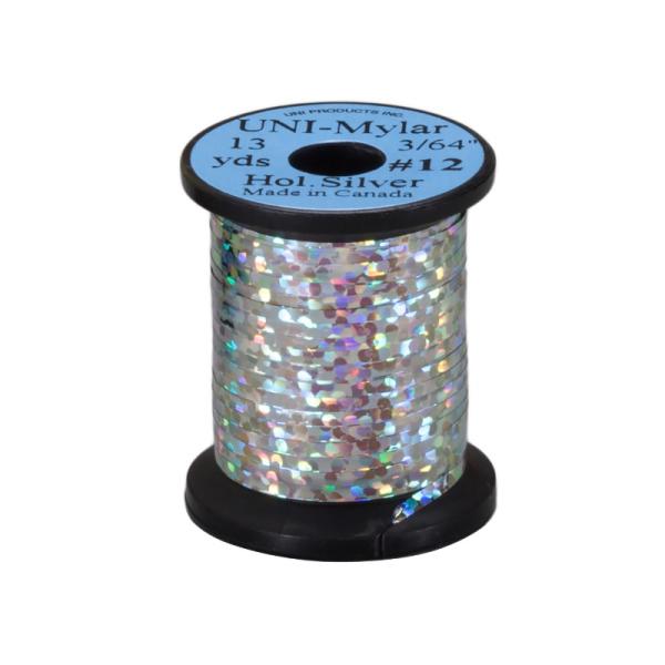 ホロ効果を狙うならこのマイラーで張りのある丈夫なティンセルでストリーマーやウェットのボディはもとより、ウェットのタグ、管釣りフライのアンダーボディ、ピューパ、ミッジのボディと様々なパターンに必須のマテリアルです。TIMCO  UNI-MYL...