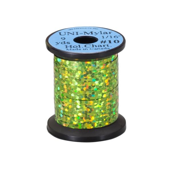ホロ効果を狙うならこのマイラーで張りのある丈夫なティンセルでストリーマーやウェットのボディはもとより、ウェットのタグ、管釣りフライのアンダーボディ、ピューパ、ミッジのボディと様々なパターンに必須のマテリアルです。TIMCO  UNI-MYL...