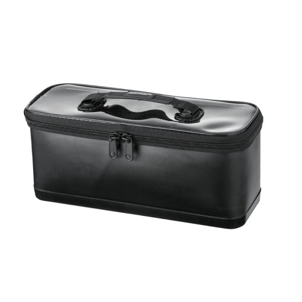 ●リーダーやターミナルタックルをまとめて収納可能な、ロングタイプのギアバッグ。●海水にも安心の樹脂製ジッパースライダー仕様。●収納時にかさばらないフラットハンドル。Gamakatsuがまかつ　LE335 ギアバック #1 クリア×ブラック●...