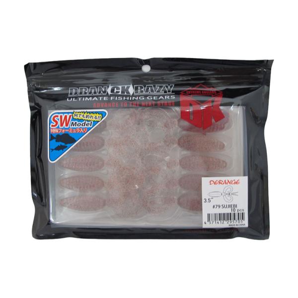 SWでロックフィッシュ（キジハタ）爆釣！他にも色々な魚種が釣れまくりで伝説となったカラーたちが再生産決定！DRANCKRAZY DERANGEドランクレイジー　ディレンジ●サイズ：3.5インチ●入数：10本入●カラー：#79 スジエビ