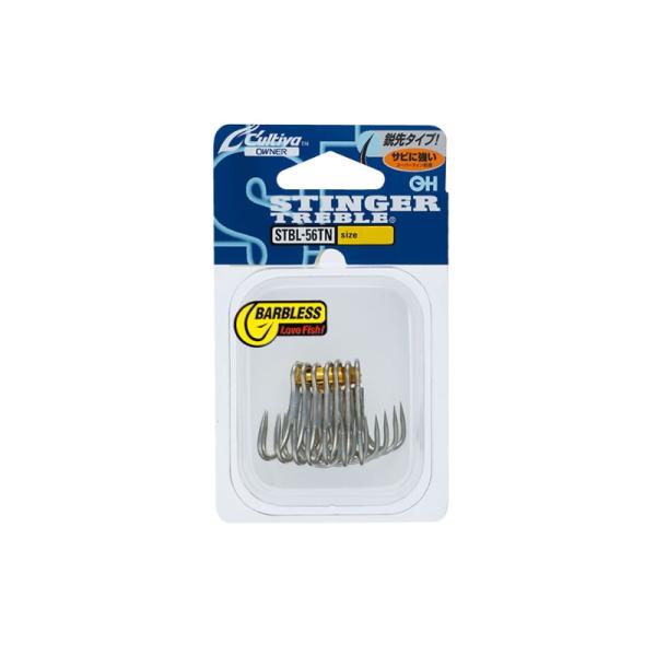 SW・バス・シーラントラウトST-56のバーブレス仕様です。年々盛んになるシイラやメジロキャスティングなど、パワフルなオフショアフィッシングには不可欠なフックです。OWNERオーナー　STBL-56TN スティンガートリプルフック●品番:1...