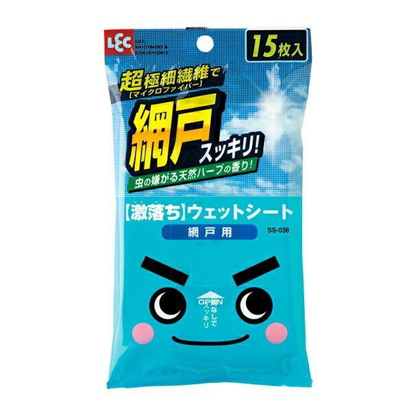 シートサイズ（約）:300×200mm材質:レーヨン、ポリエステル、ナイロン15枚入り成分:水、エタノール、アレルゲン、除菌剤、香料品番:SS-038製造国:日本メーカー:レックレック LEC 激落ちくん 網戸用 網戸 ウエットシート シー...