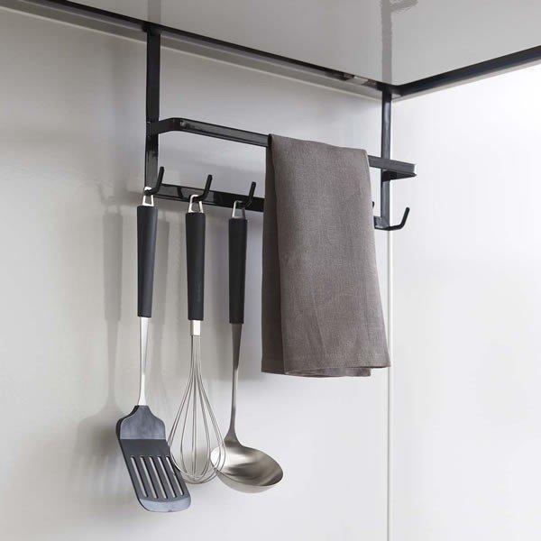 サイズ（約）:幅34.5×奥行6×高さ18cm重量（約）:290g材質:本体/スチール（粉体塗装）耐荷重（約）:4kg（フック1つあたり500g/バー500g）メーカー:山崎実業山実 yamazaki 調理器具 調理道具 収納 フック付き ...