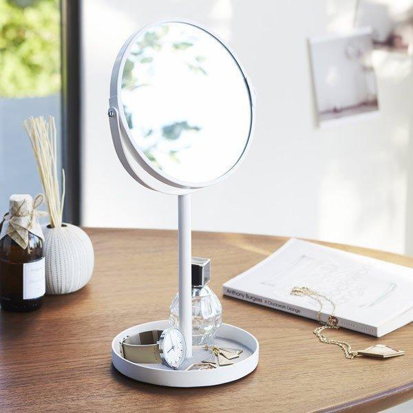 商品サイズ（約）:幅17.5×奥行14×高さ33cm重量（約）:500g材質:本体/スチール（粉体塗装）マット/フェルト　ミラー/２mm厚ガラス（平/拡大鏡）品番:2819製造国:中国メーカー:山崎実業山実 タワー スタンド ミラー 鏡 ト...