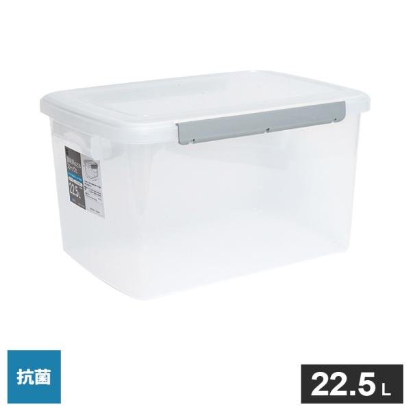 サイズ（約）:幅31×奥行43.4×高さ24.6cm内寸（約）:幅24×奥行35×高さ22.6cm容量（約）:22.5L材質:本体・フタ/ポリプロピレン　止め具/ABS樹脂　パッキン/シリコーンゴム耐熱温度:本体・フタ/110度　止め具/8...