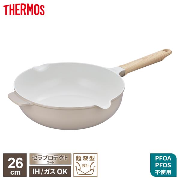 サイズ（約）:幅29.5×奥行49×高さ10cm内寸（約）:直径26cm満水容量（約）:3.4L重量（約）:700g材質:本体/アルミニウム合金　はり底/ステンレス鋼（クロム13%）　取っ手/フェノール樹脂表面加工:内面/セラミック塗膜加工...