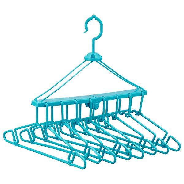 サイズ（約）:39×44×高さ41cm材質:本体/ポリプロピレン　吊りヒモ/ポリエチレン品番:W-101製造国:中国メーカー:レック8連 まとめ干し 衣類用 ハンガー タオル 洗濯物 取り込み簡単 内折れ式 半分折り畳み 紐かけ ずり落ち防...