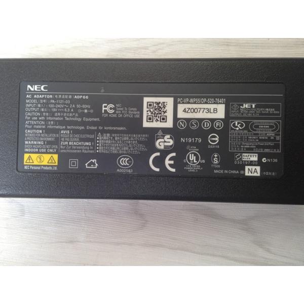 メーカー  NEC純正?東芝互換対応可型番  ADP66 PA-1121-03　PC-VP-WP55NEC純正　ノートパソコン用ACアダプターです。東芝のPA3658U-1ACA/G71C00093310/ADP-120ZB ABと互換可I...