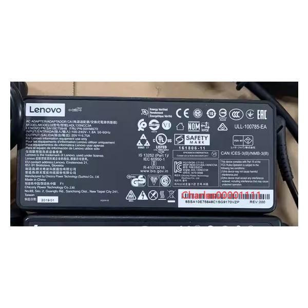 商品状態：新品　●Input： AC100-240V (50-60Hz)●Output：20V-6.75A●パワー：135W●コネクタ形状にご注意ください:  角型●電源コード付属 ●PSE認証済複数在庫。 同梱可能
