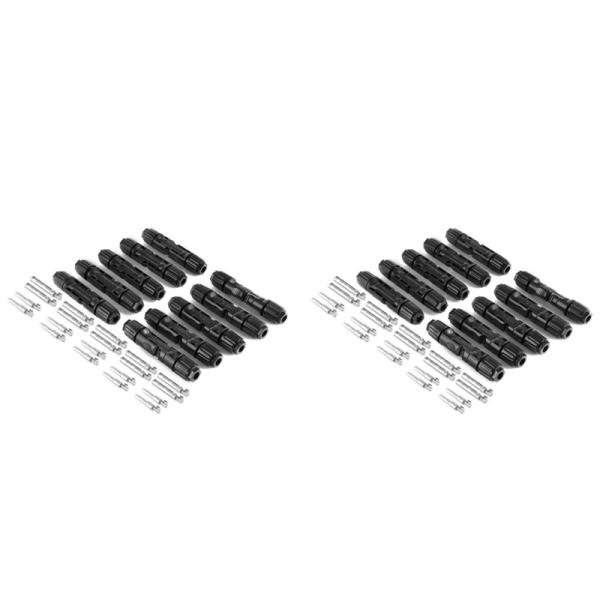 【20組セット】ソーラーパネル接続用コネクター オス/メス (MC4 専用) 　　　　　　　※端子が袋で同梱されていない場合は、コネクタ内に格納されています。取り出してご使用下さい。【大負荷】電流：25A　電圧：1000VDC　負荷能力が強...